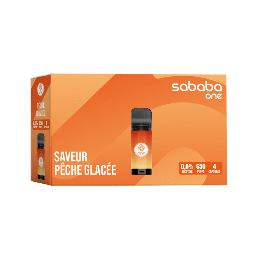 Sababa One Pêche glacée – Boîte de 4 recharges pré-remplies – SABABA